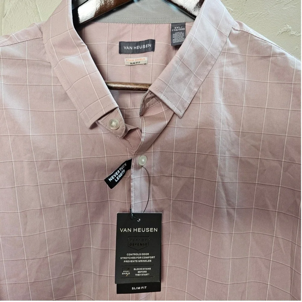 Van Heusen | Shirts | Van Heusen Mens Xxl Long Sleeve Slim Fit Stain ...